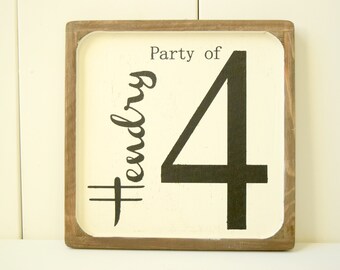 Party of 4 sign | Etsy