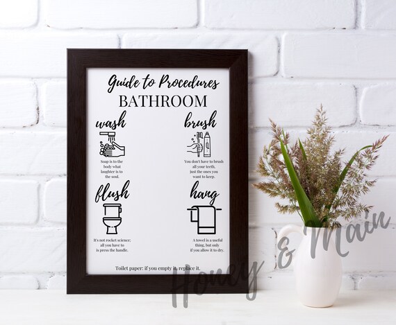 Bathroom Sign Bathroom Decor Bathroom Procedures - Etsy