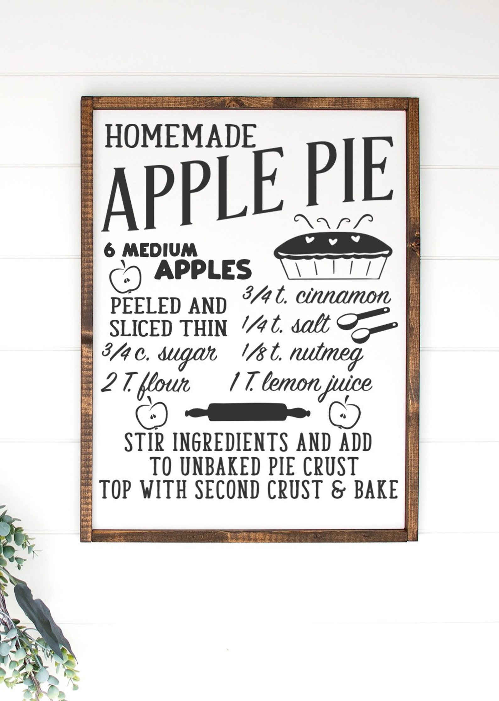 Homemade Apple Pie wood sign Fall Decor Fall Recipe | Etsy