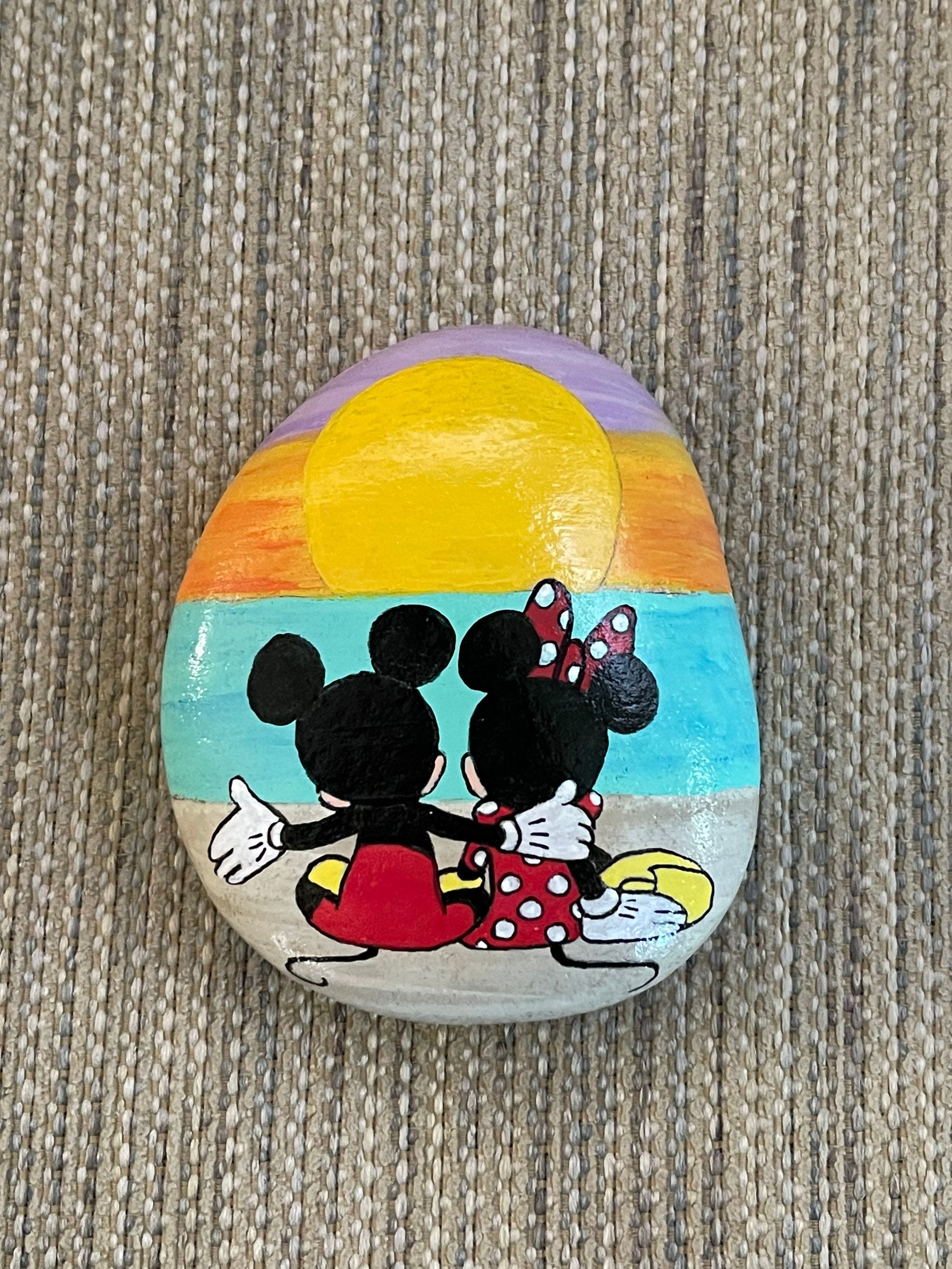 Mickey and Minnie Mouse Painted Rock Beach Sunset SEALED - Etsy