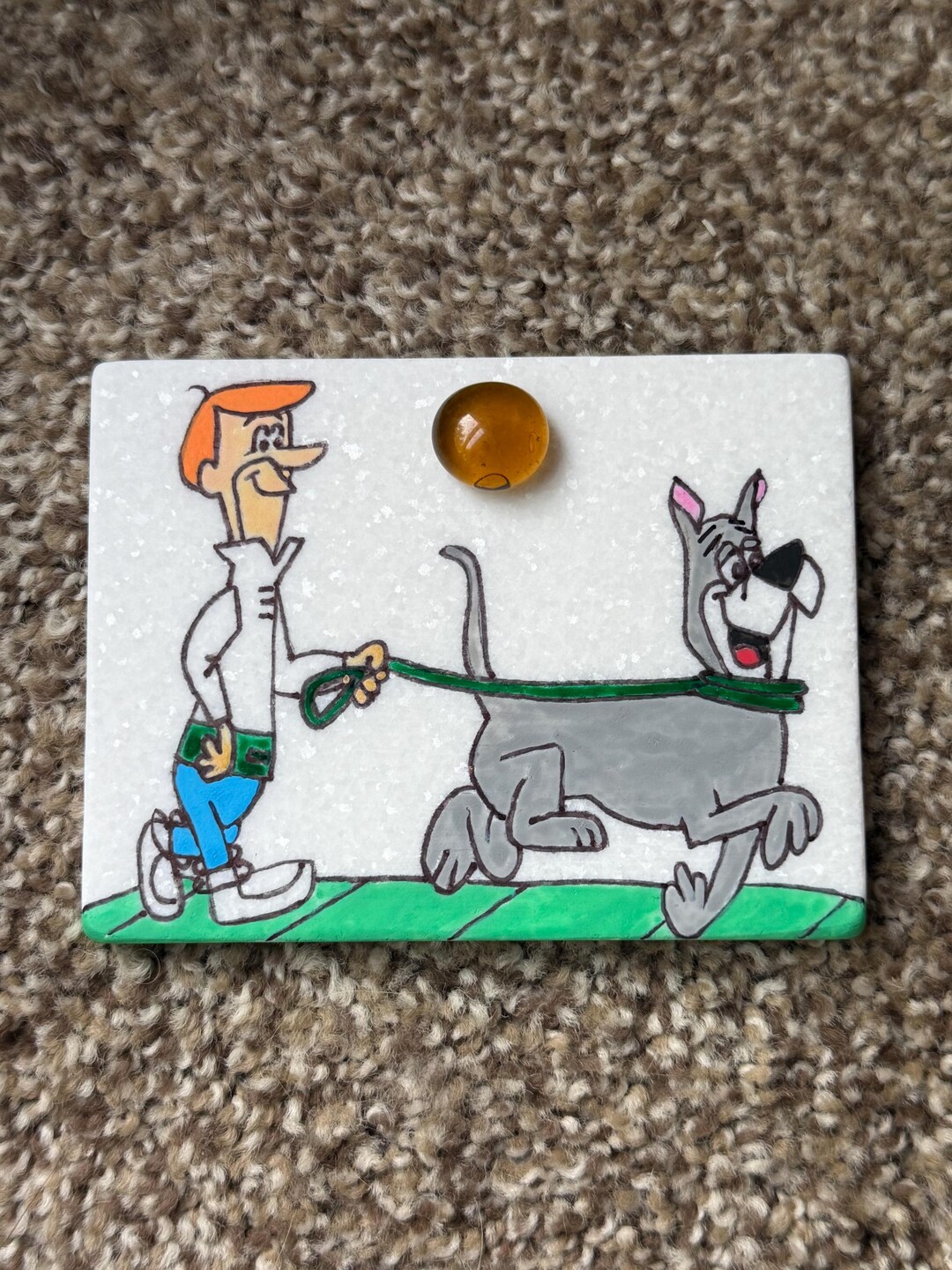 George Jetson and Astro Painted Rock With 3D Glass Gem Sun - Etsy