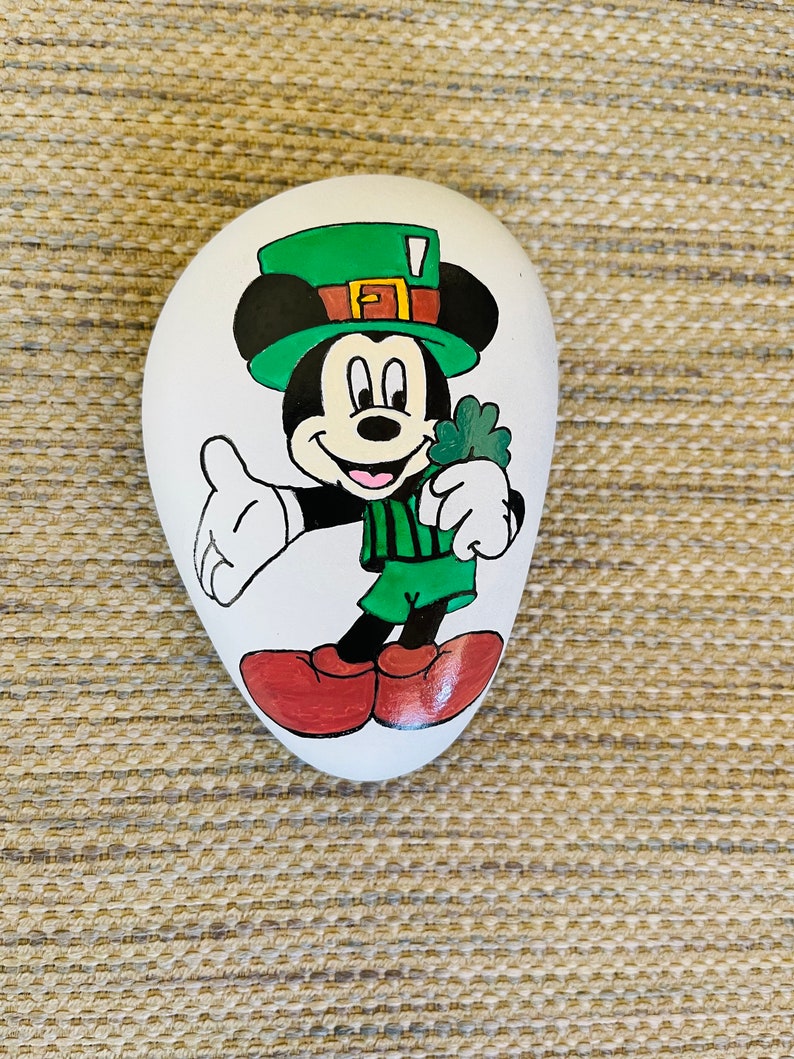 Mickey Mouse Painted Rock - St. Patrick’s Day SEALED - Etsy