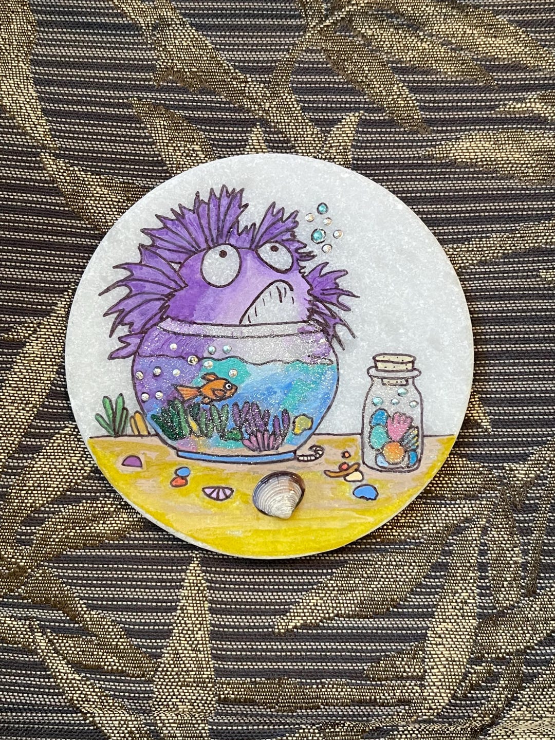 Quirky Fish in Fish Bowl Painted Rock SEALED 3D Seashell - Etsy