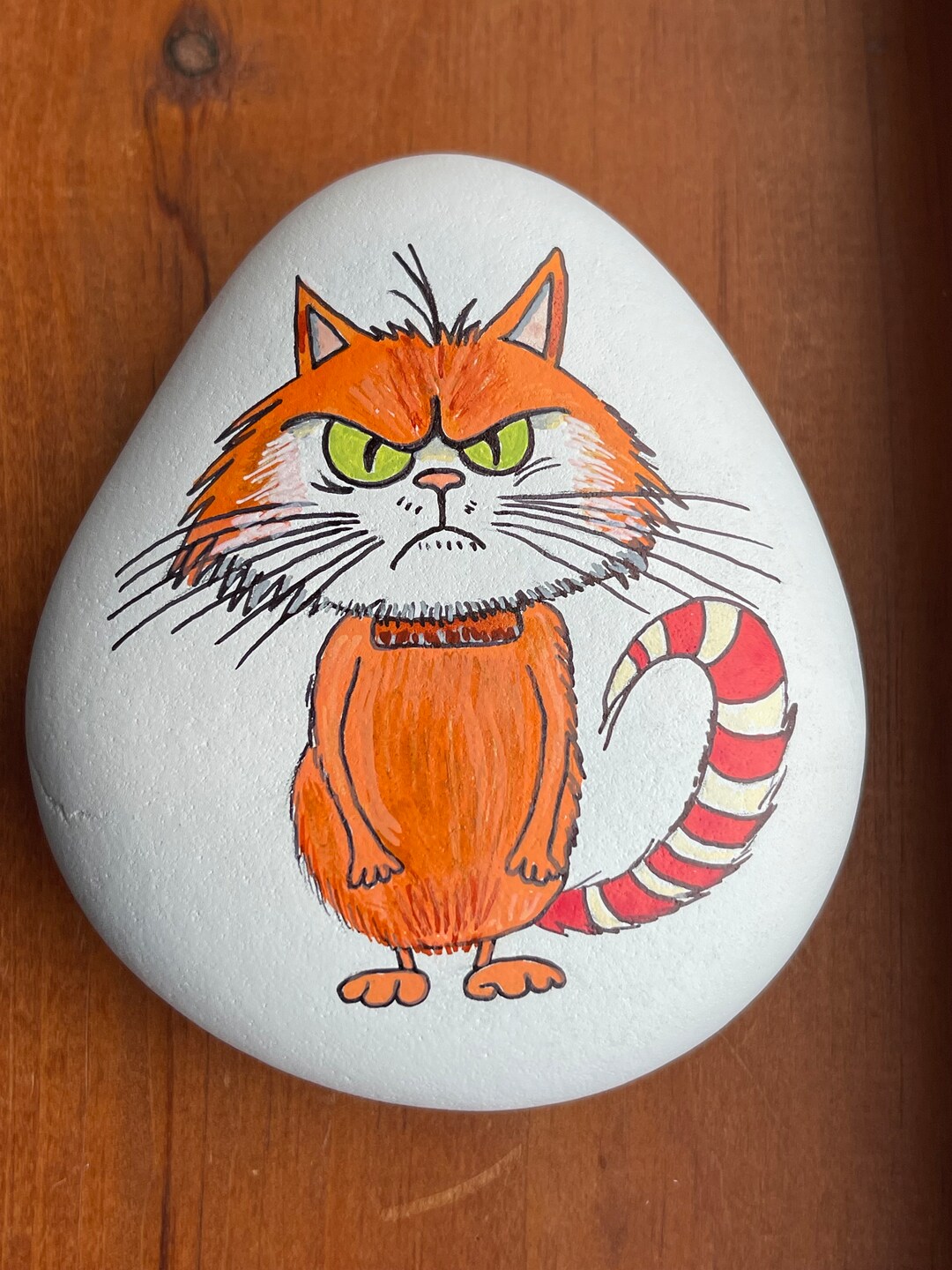 Quirky Angry Cat Painted Rock SEALED Painted Rocks - Etsy