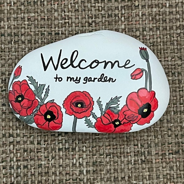 Poppy Painted Rock - Etsy