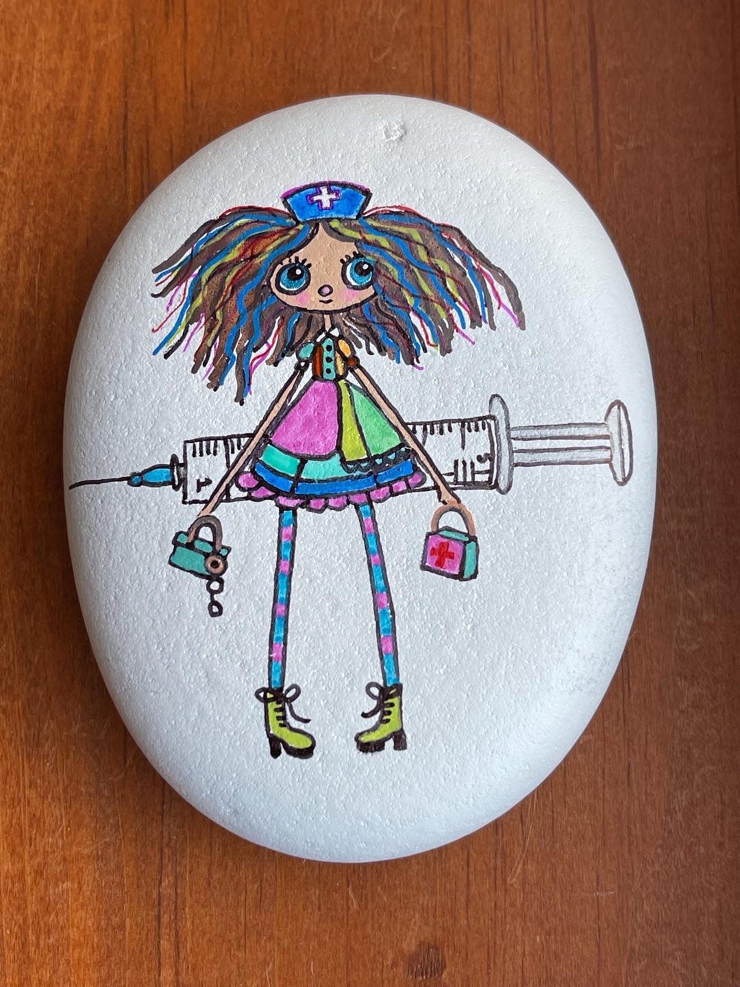 Quirky Nurse Painted Rock SEALED - Etsy