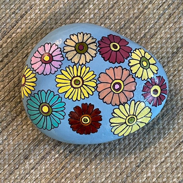 Daisies Painted Rock - Etsy