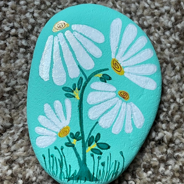 Daisies Painted Rock - Etsy
