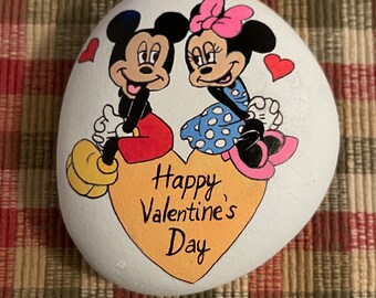 Mickey and Minnie Mouse Painted Rock Beach Sunset SEALED Painted Rocks ...