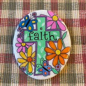 Faith Painted Rock SEALED Cross Painted Rocks - Etsy