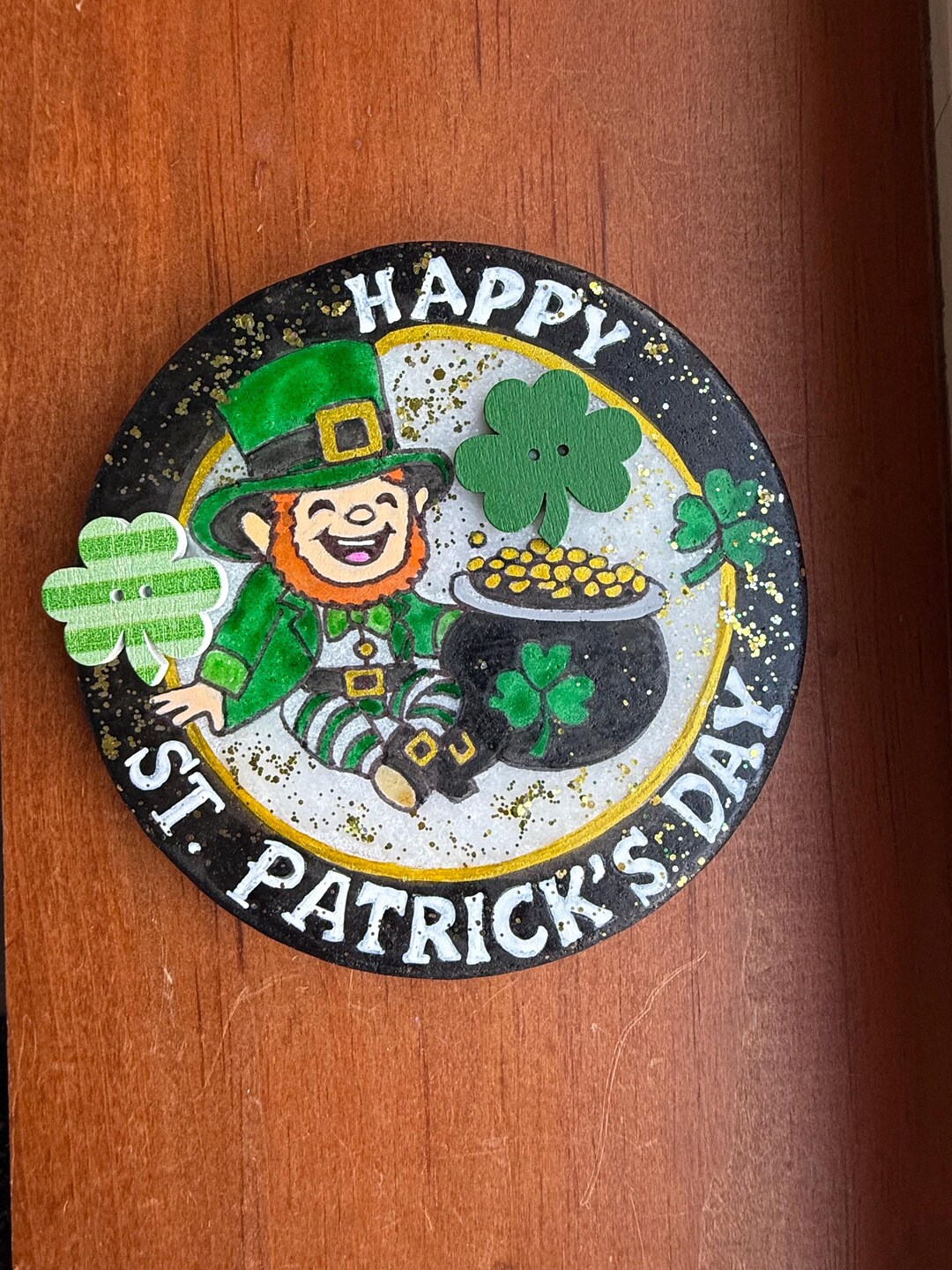 Happy St. Patrick’s Day Painted Rock Leprechaun With 3D Shamrocks - Etsy