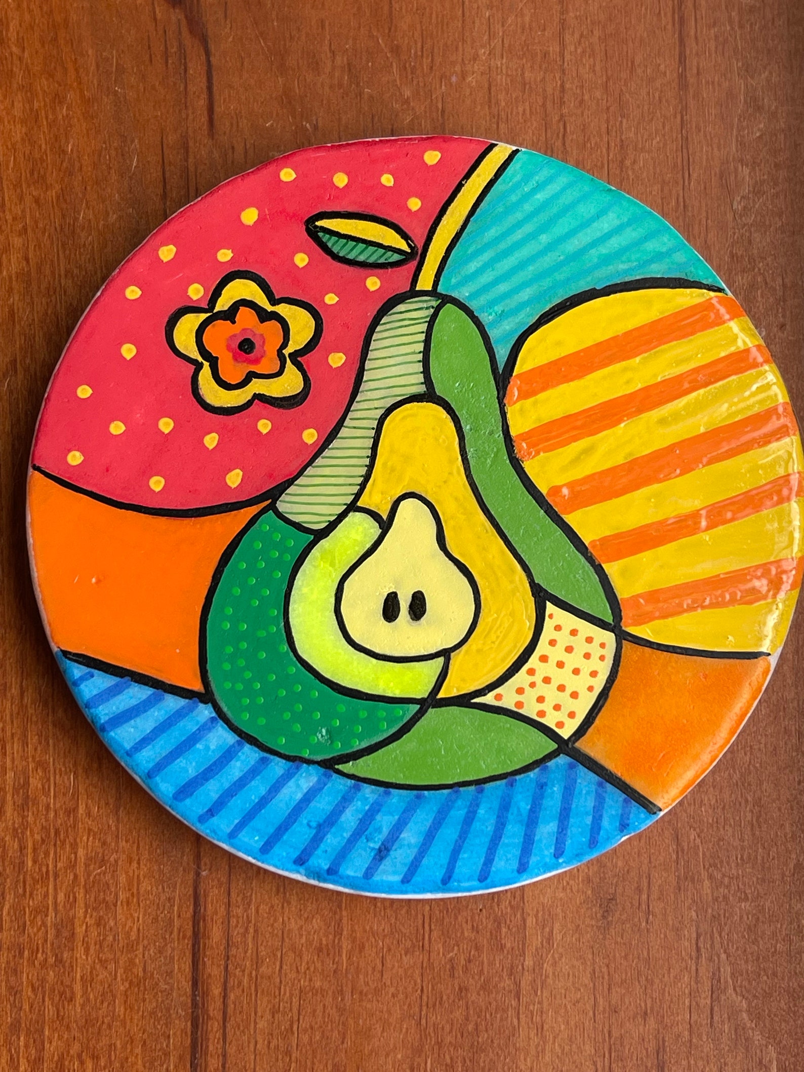 Pear Painted Rock SEALED Round Santorini Rock - Etsy
