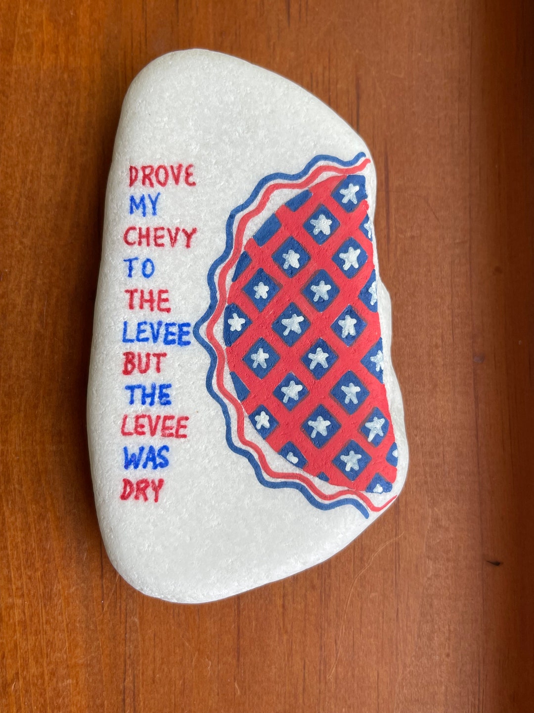 American Pie Painted Rock SEALED on Santorini Rock - Etsy