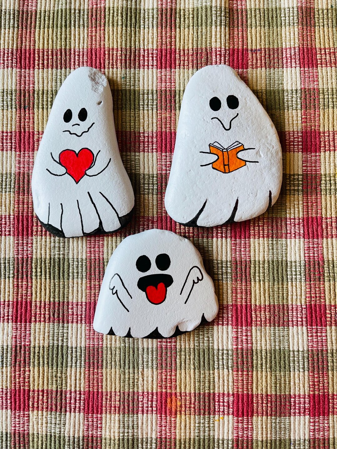 Fun Halloween Ghosts Painted Rocks SET OF 3 SEALED - Etsy