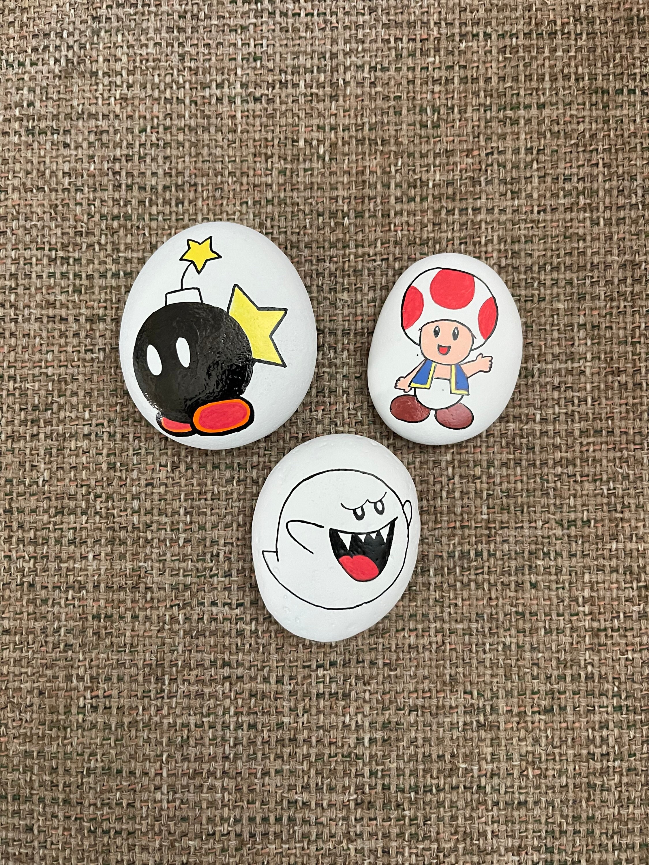Super Mario Bros. Characters Painted Rocks Set of 3 SEALED - Etsy
