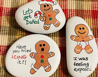 Funny Gingerbread Cookie Painted Rocks ONLY 6 Dollar Each SEALED - Etsy