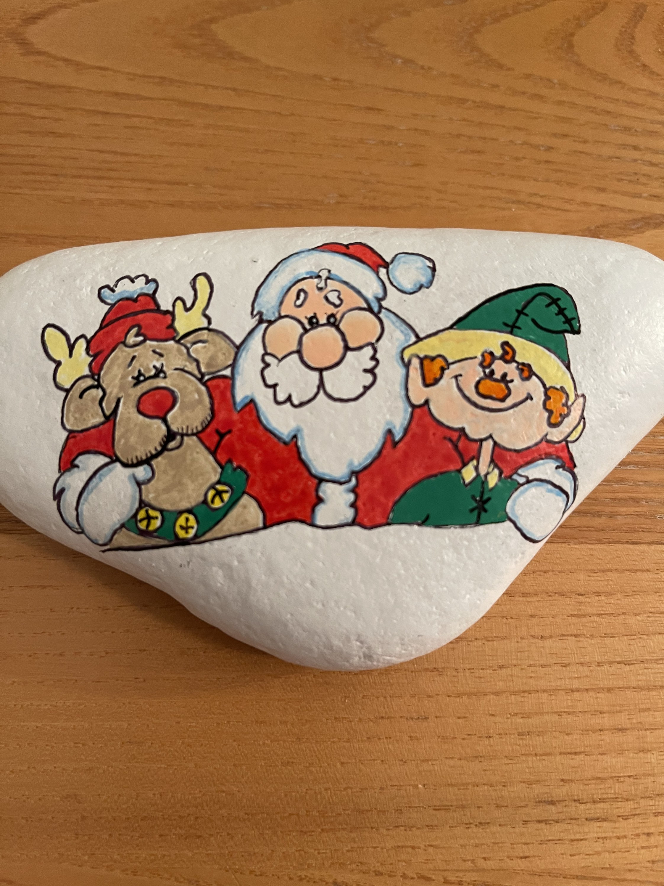 Santa Reindeer and Elf Painted Rock Christmas Trio - Etsy
