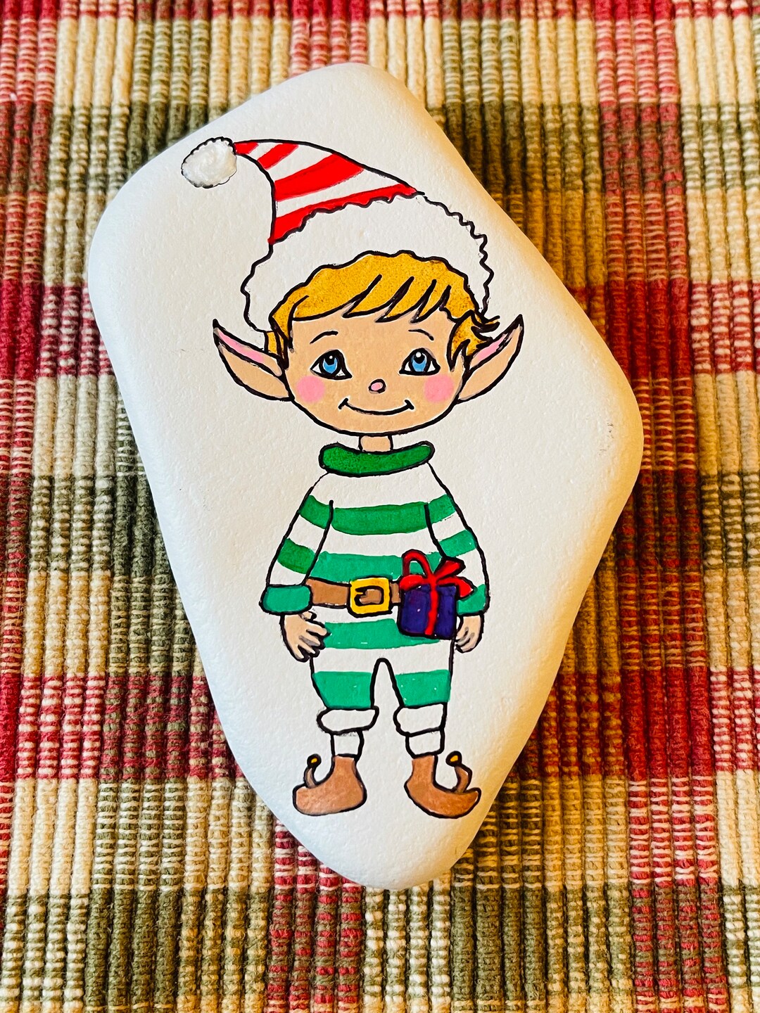Adorable Elf Painted Rock SEALED - Etsy