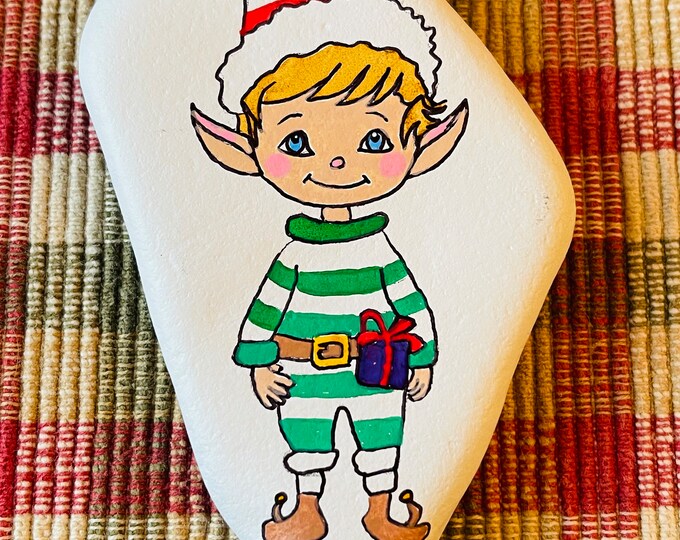 Adorable Elf Painted Rock SEALED - Etsy