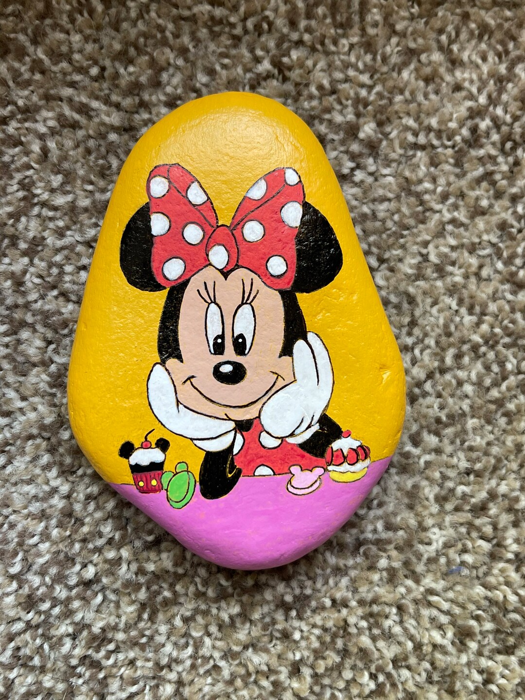 Minnie Mouse Painted Rock With Sweet Treats SEALED - Etsy