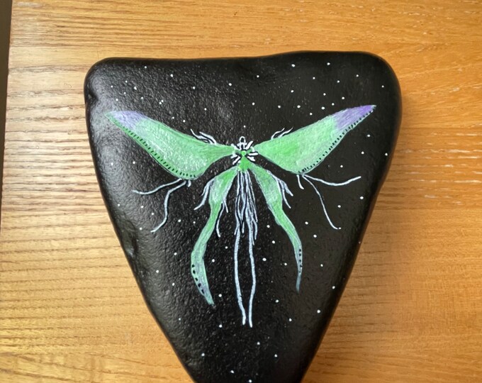 Green Luna Moth Painted Rock SEALED - Etsy