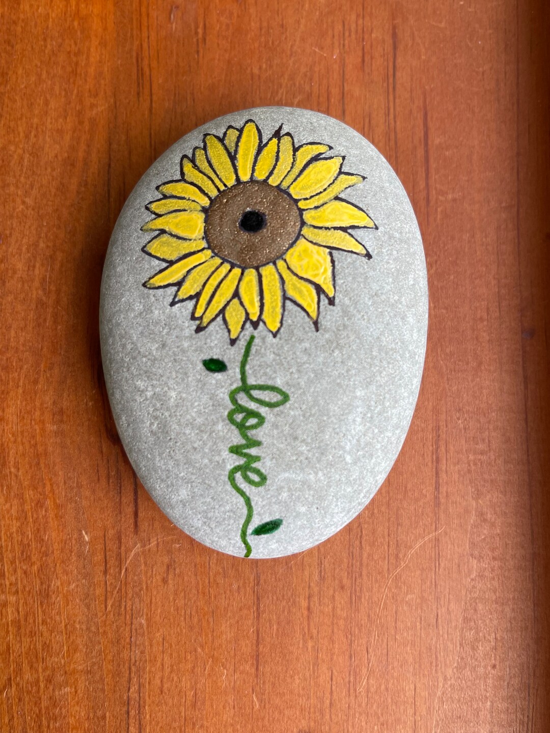 Sunflower Painted Rock SEALED With Love Stem - Etsy