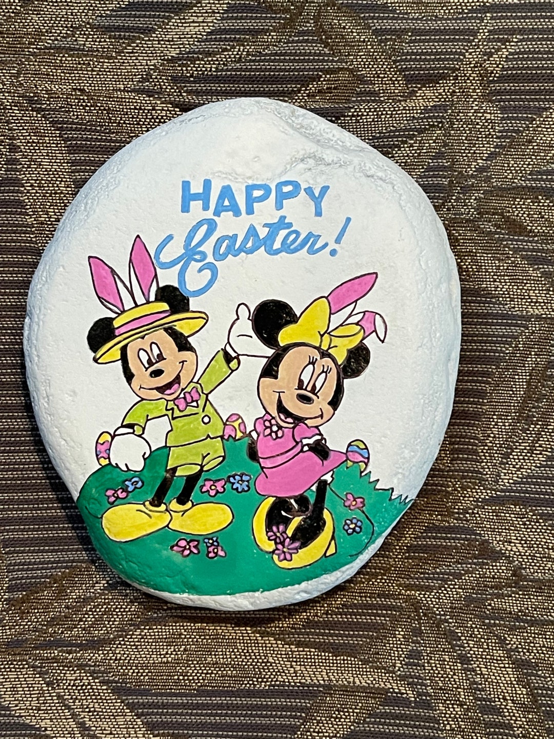 Mickey and Minnie Mouse Painted Rock - Happy Easter Painted Rocks ...