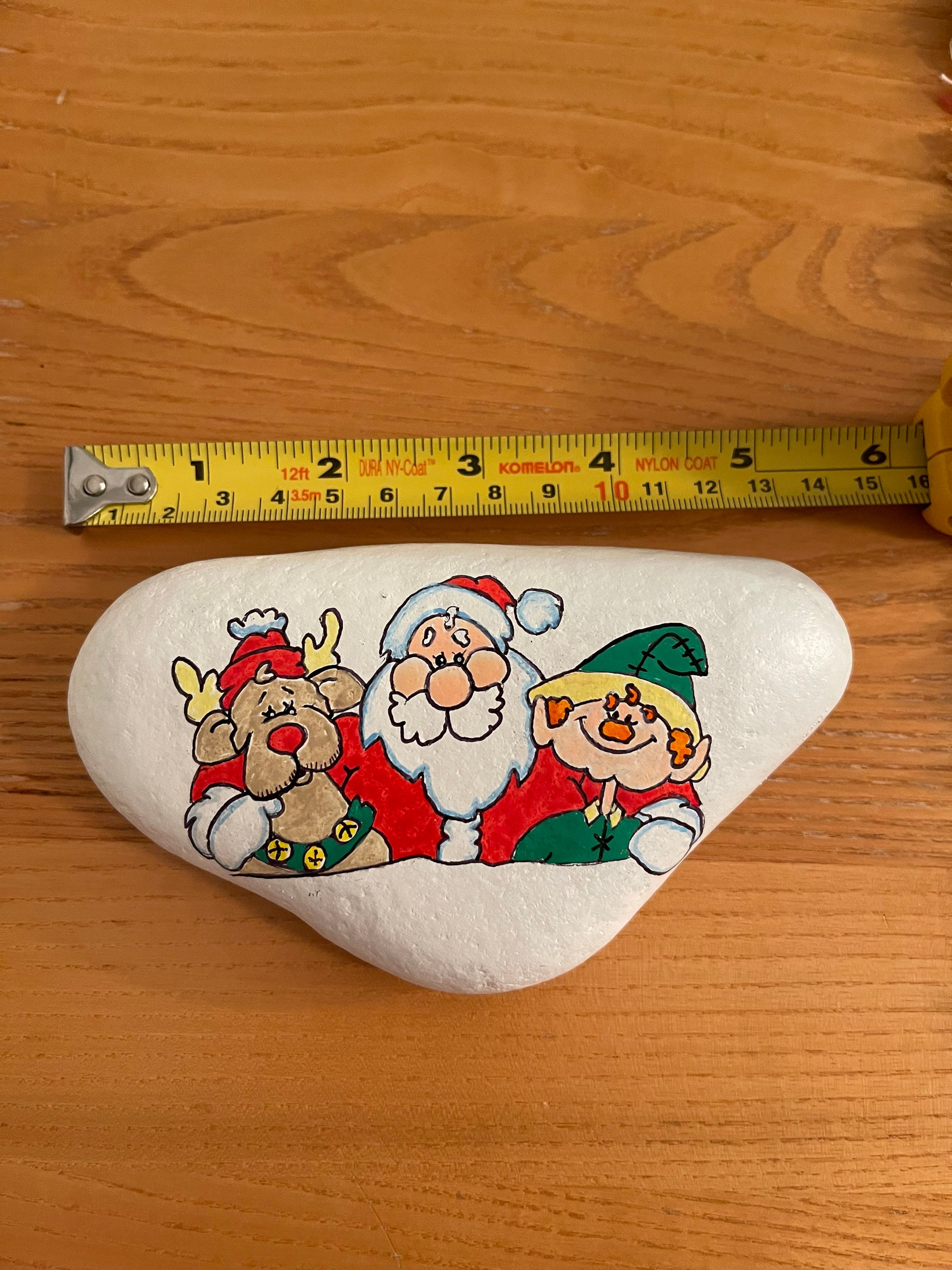 Santa Reindeer and Elf Painted Rock Christmas Trio - Etsy