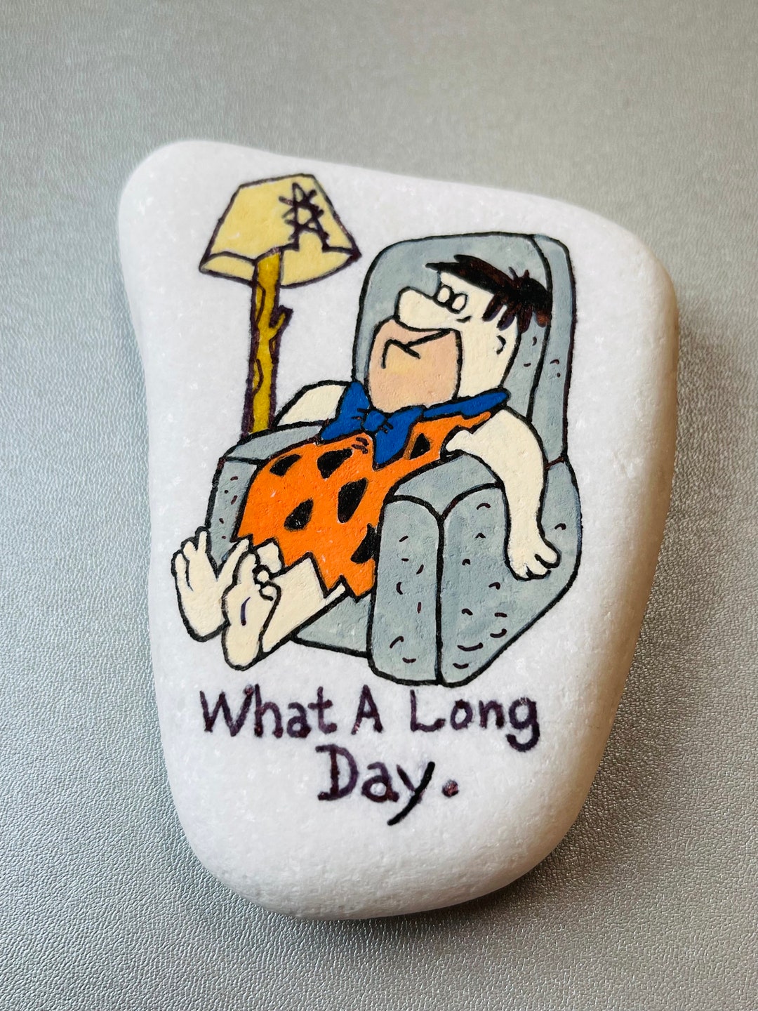 Fred Flintstone Painted Rock SEALED What a Long Day. on Santorini Rock ...