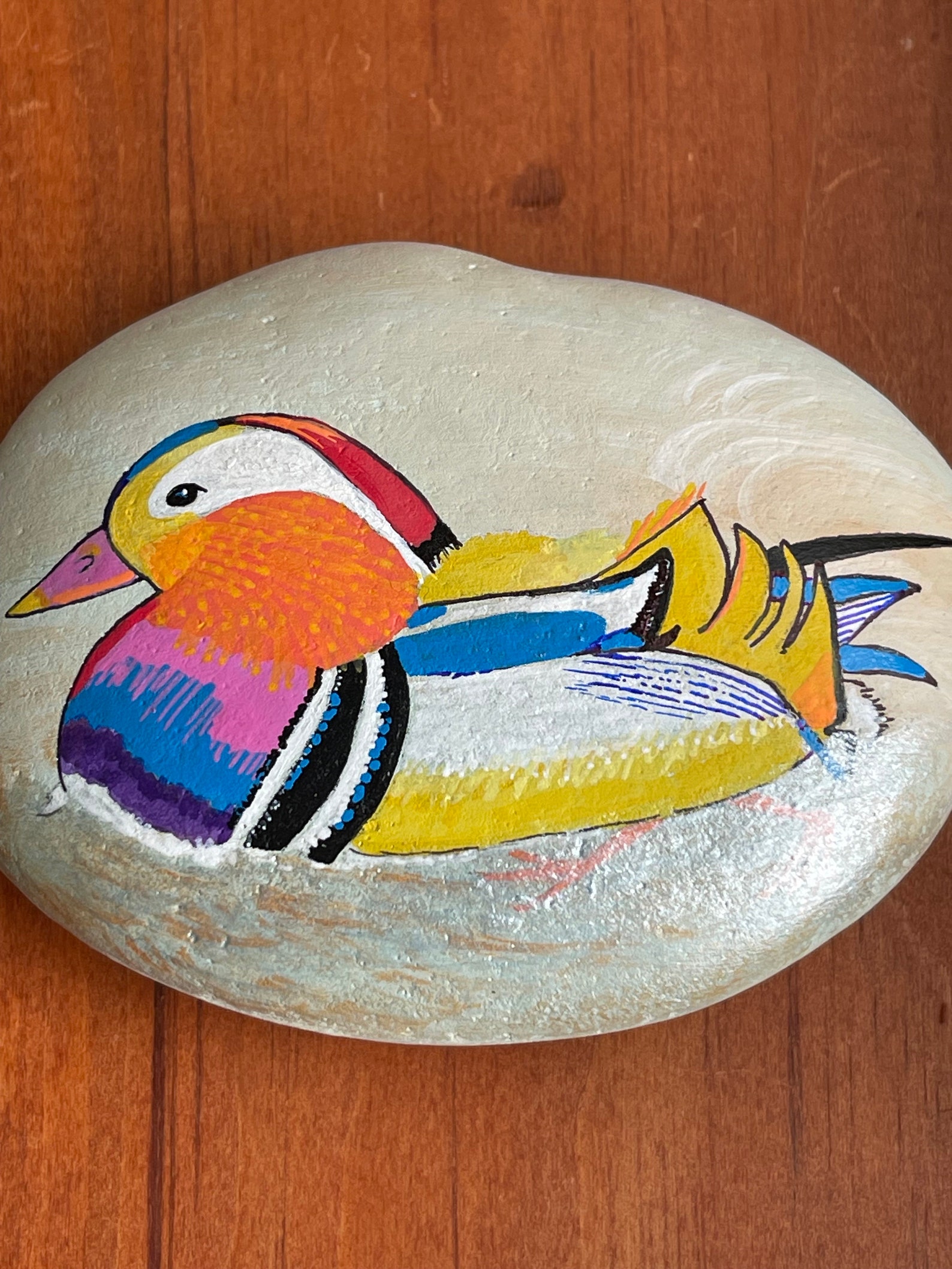 Colorful Wood Duck Painted Rock SEALED - Etsy