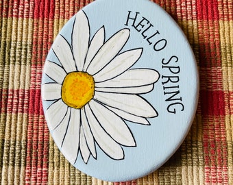 Hello Spring Painted Rock With Wildflowers SEALED - Etsy