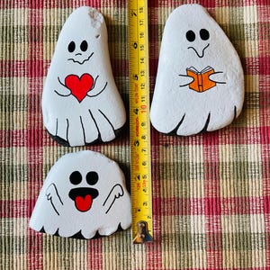 Fun Halloween Ghosts Painted Rocks SET OF 3 SEALED - Etsy