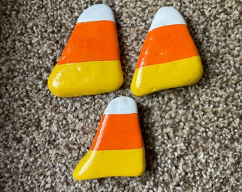 Candy Corn Painted Rocks - Etsy