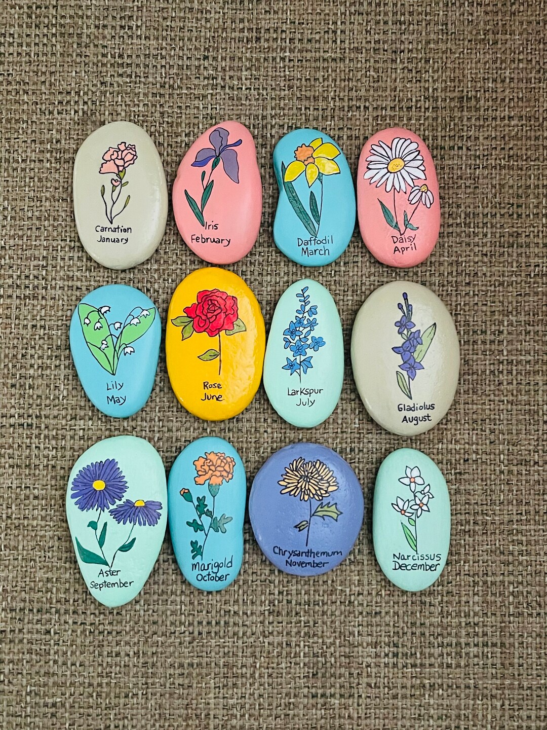 Birth Month Flower Painted Rocks SEALED Only 5 Bucks EACH! - Etsy