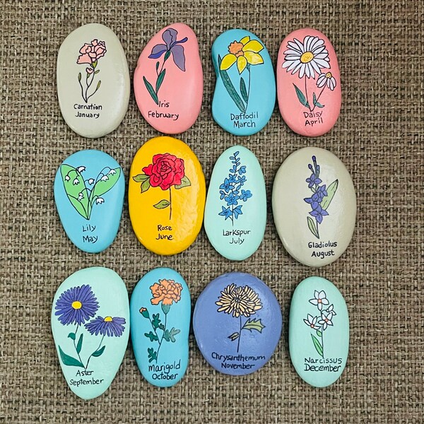 Painted Rocks Flowers - Etsy