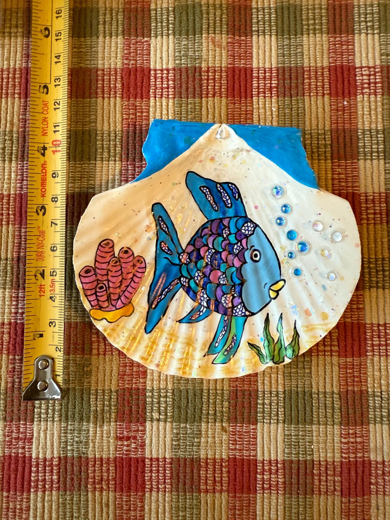 Rainbow Fish Hand Painted Scallop Seashell With 3D Bubbles SEALED - Etsy