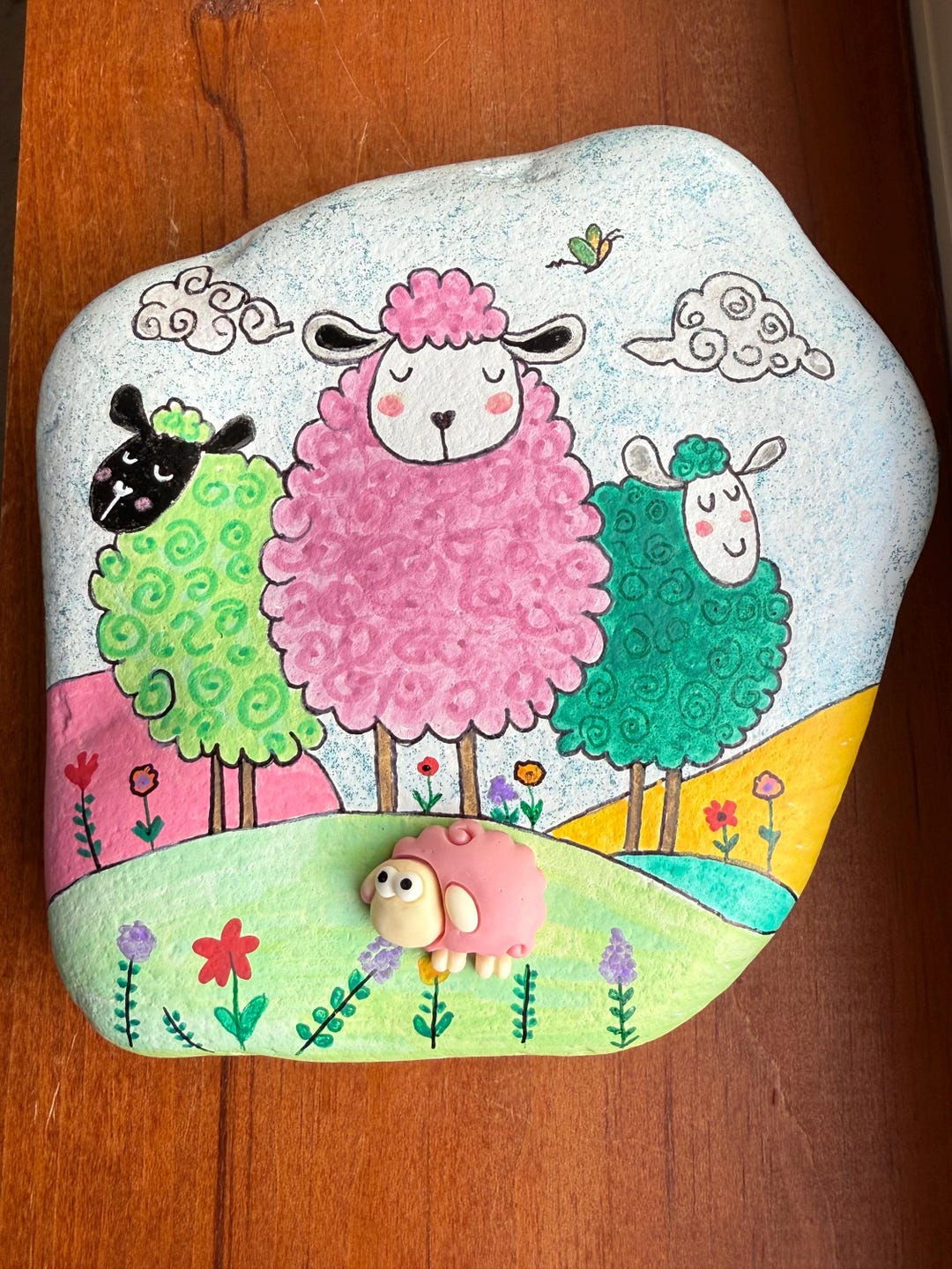 Whimsical Sheep Painted Rock SEALED 3D Baby Sheep - Etsy