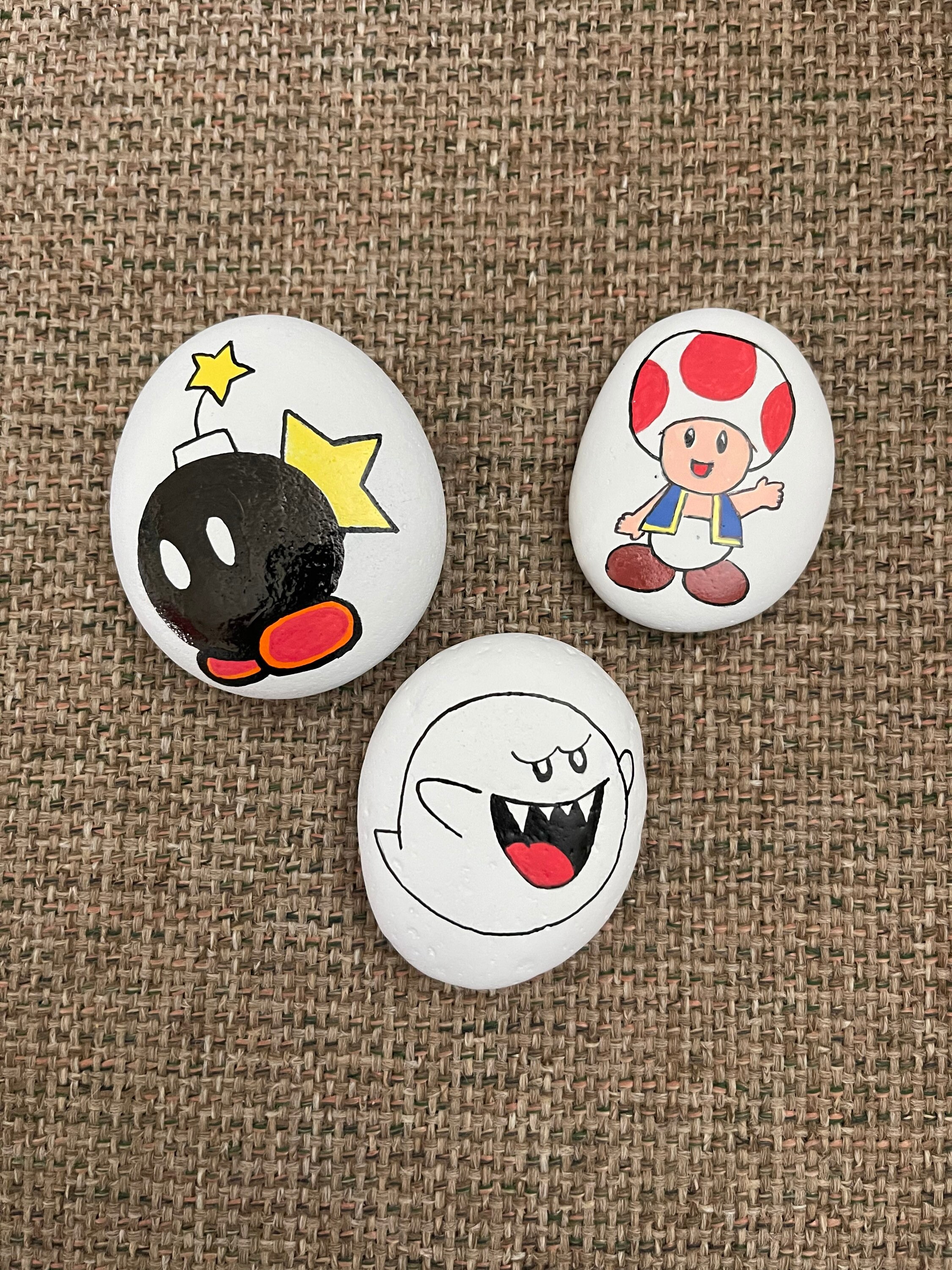 Super Mario Bros. Characters Painted Rocks Set of 3 SEALED - Etsy