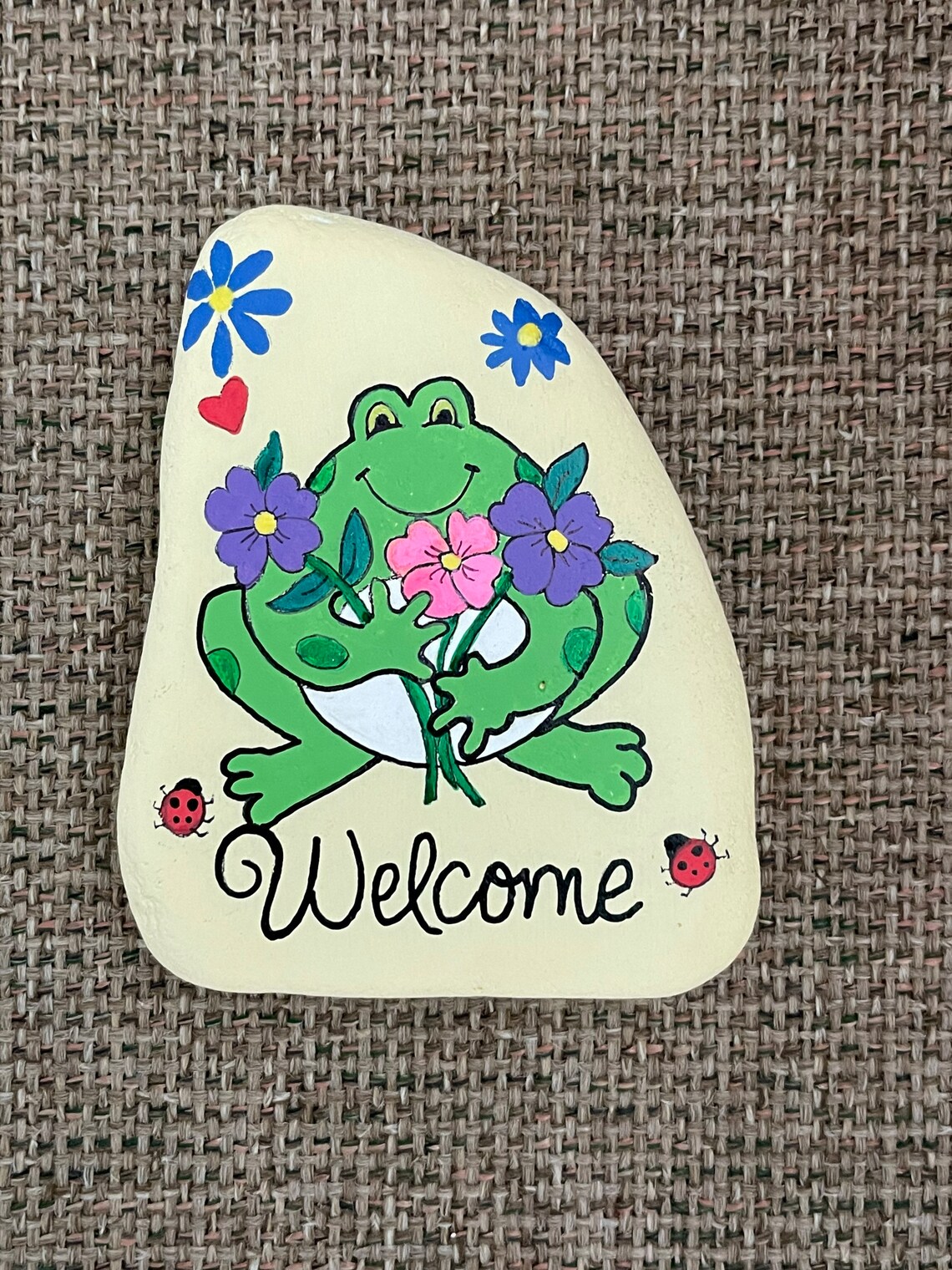 Welcome Frog Painted Rock SEALED - Etsy