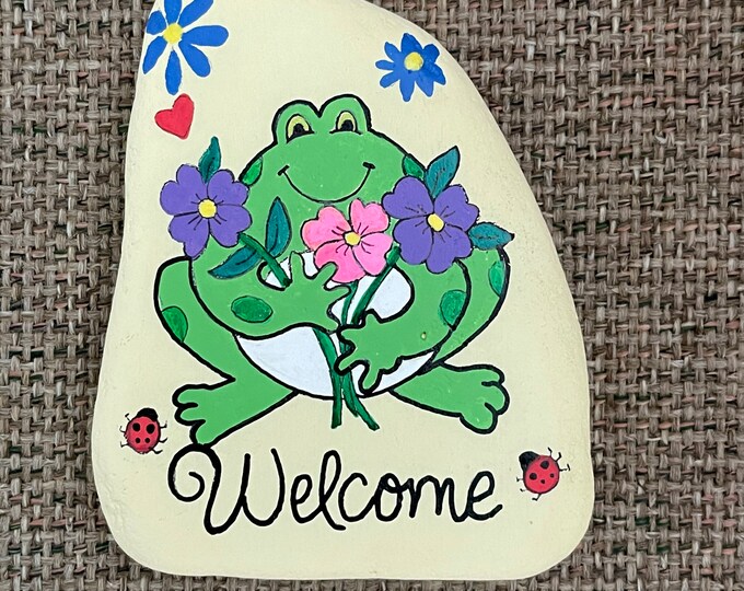 Welcome Frog Painted Rock SEALED - Etsy
