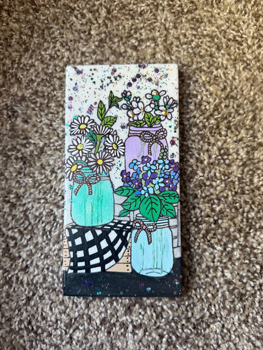 Pretty Jars of Flowers Painted Rock SEALED - Etsy