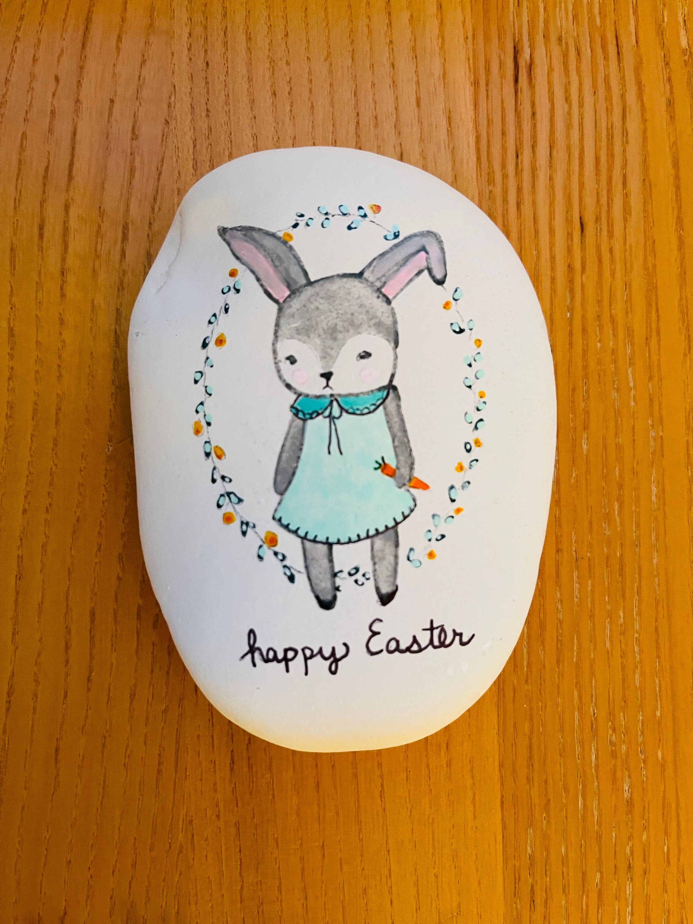 Happy Easter Painted Rock - Precious Bunny - Painted Rocks - Etsy