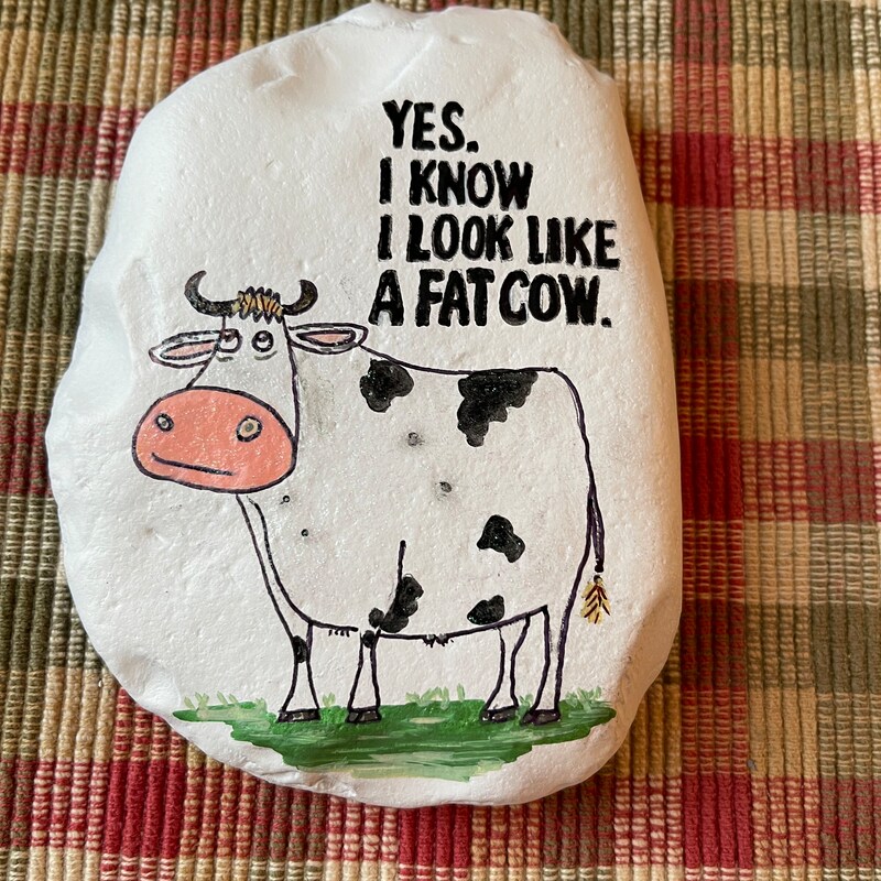 Painted Cow on Rock - Etsy