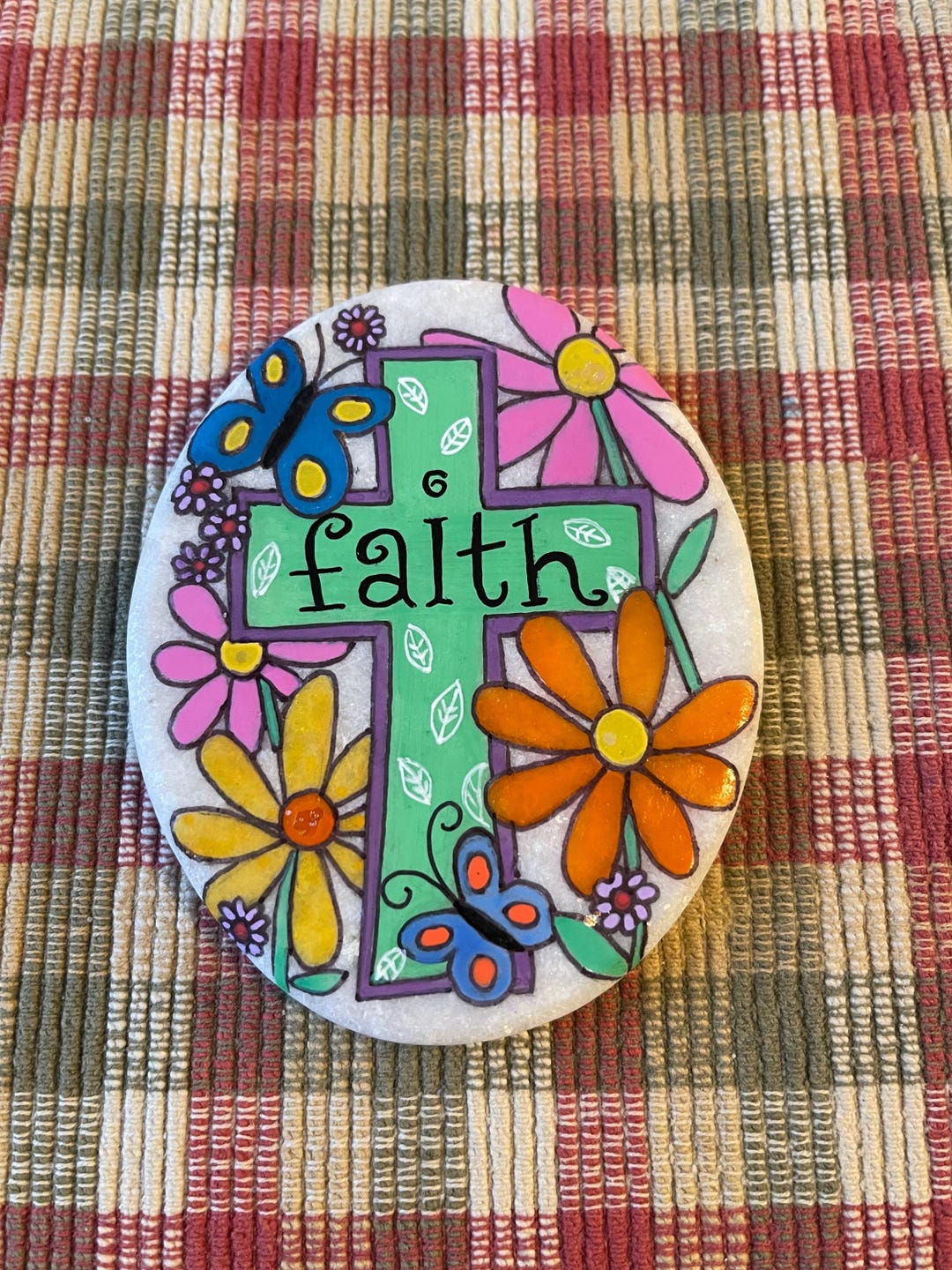 Faith Painted Rock SEALED Cross Painted Rocks - Etsy