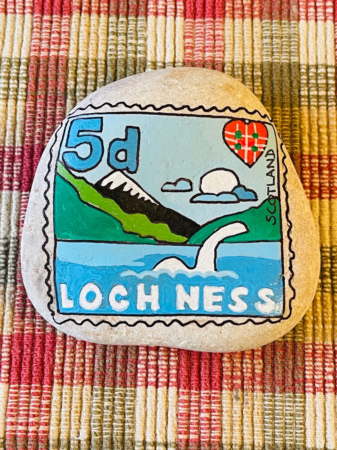 Loch Ness Monster Postage Stamp Painted Rock SEALED - Etsy