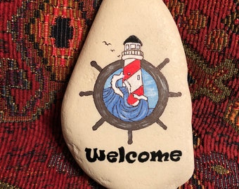 Lighthouse Painted Rocks | Etsy