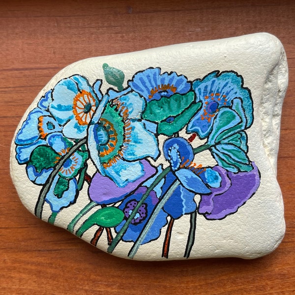 Poppy Painted Rock - Etsy