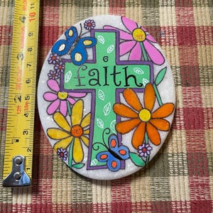 Faith Painted Rock SEALED Cross Painted Rocks - Etsy