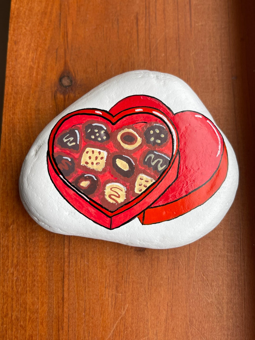 Box of Chocolates Painted Rock Valentines Day Painted Rocks SEALED - Etsy
