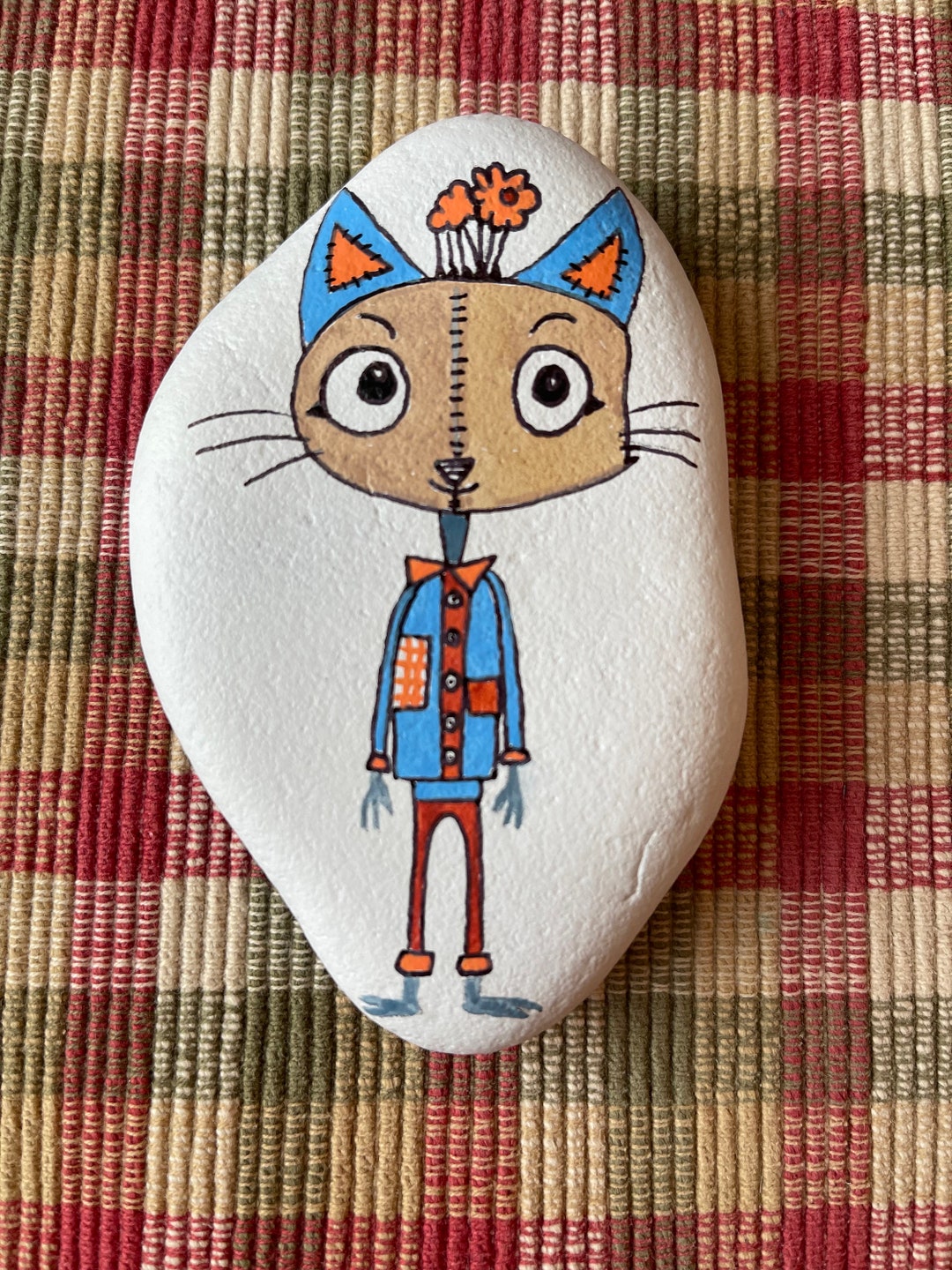 Quirky Cat Painted Rock SEALED Painted Rocks - Etsy